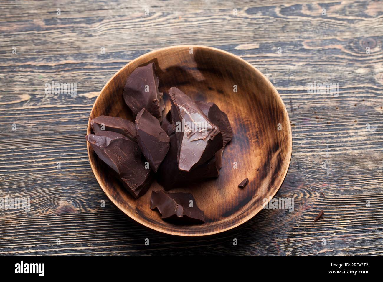 large chunks of chocolate with cocoa and cocoa butter, divided into ...