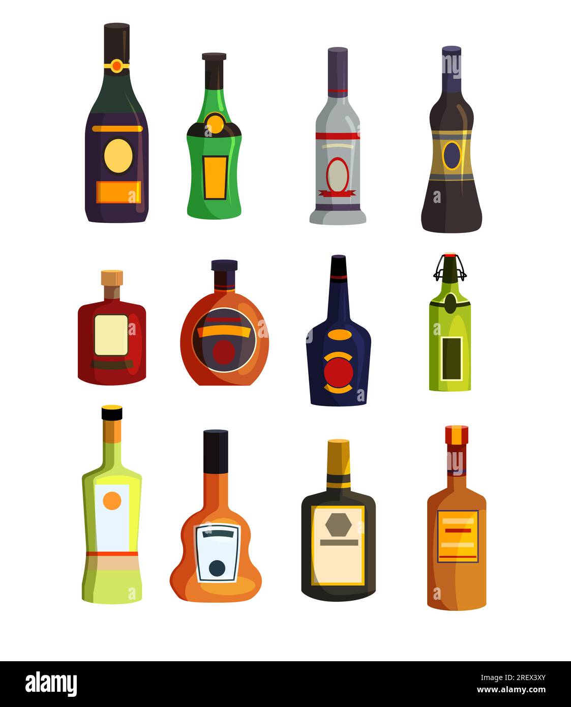 Alcohol beverages bottle different Stock Vector Images - Alamy