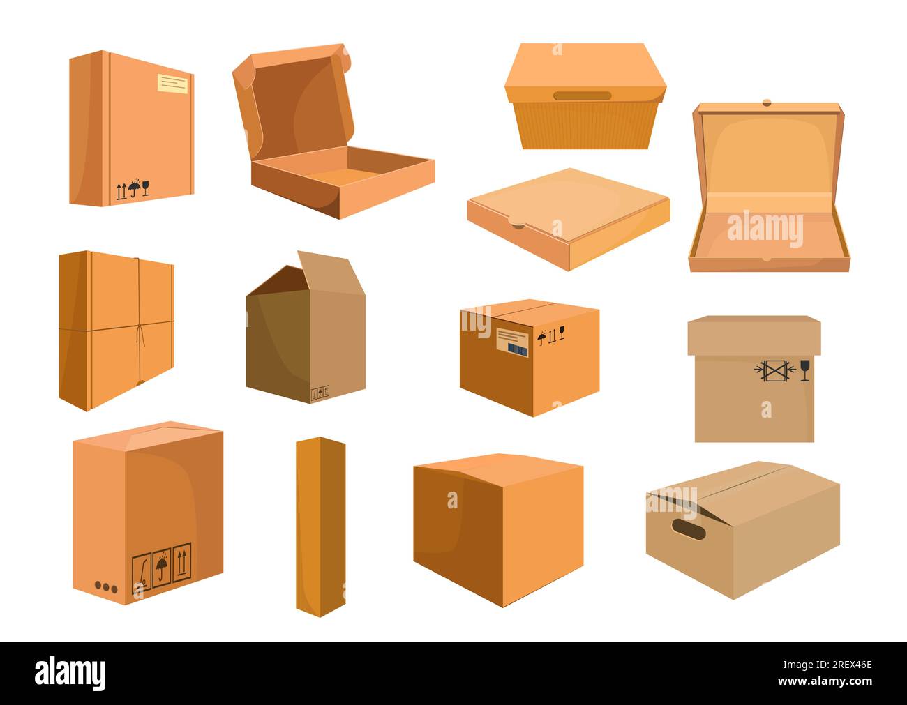 Cardboard boxes set Stock Vector Image & Art - Alamy