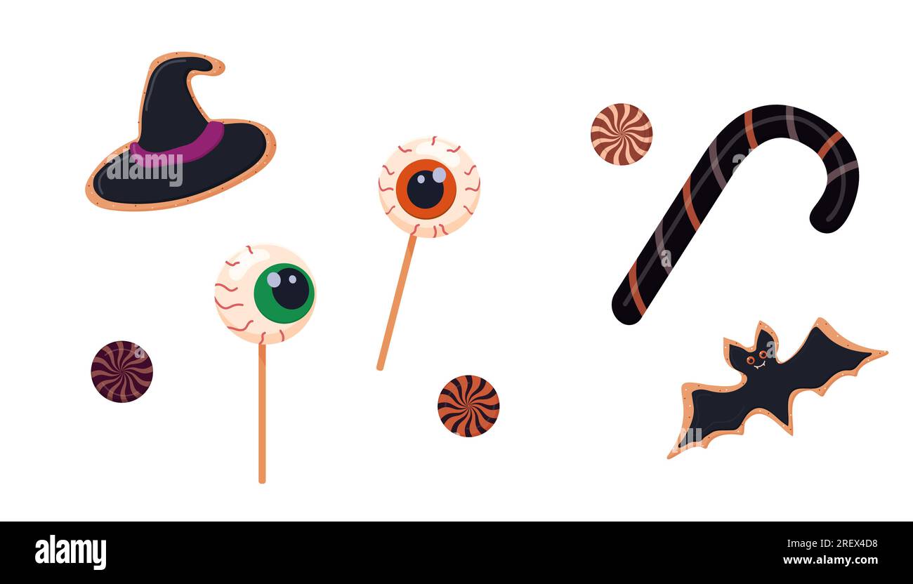 Clipart stickers, Halloween candy, biscuits, pumpkin, satan, bat ...
