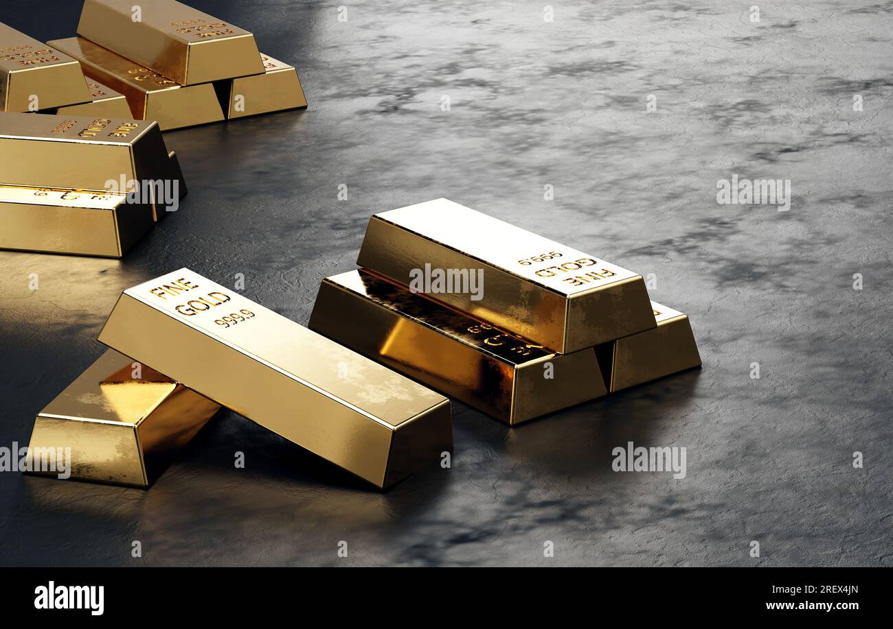 Stacked Gold bars placed on cloth background, 3D rendering Stock Photo - Alamy