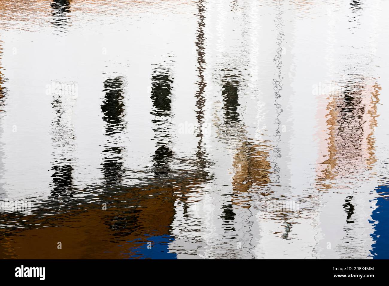 reflection on the water surface of the lake building, painted white ...