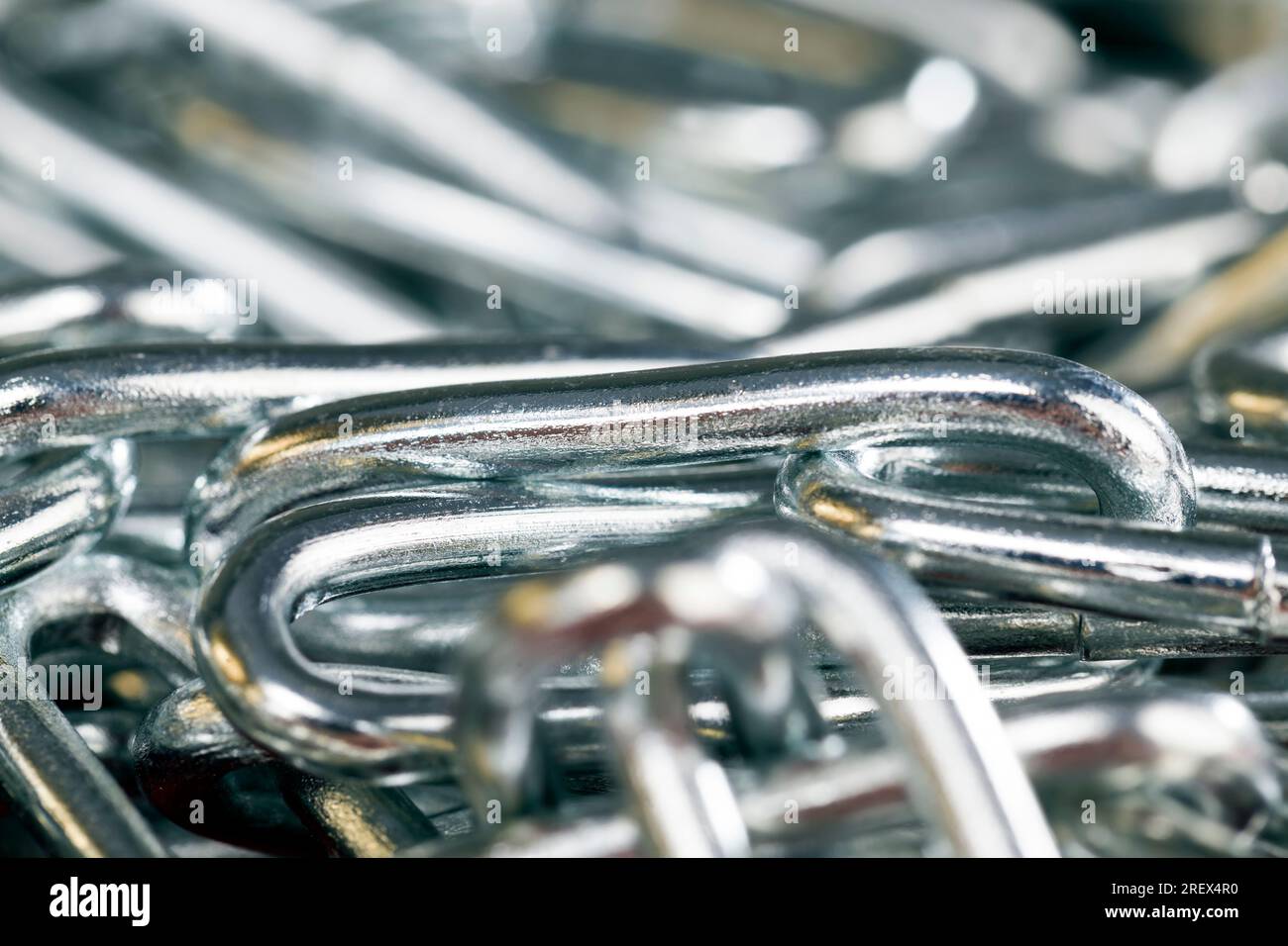 galvanized metal chain silver and shiny, details and close up of chain ...