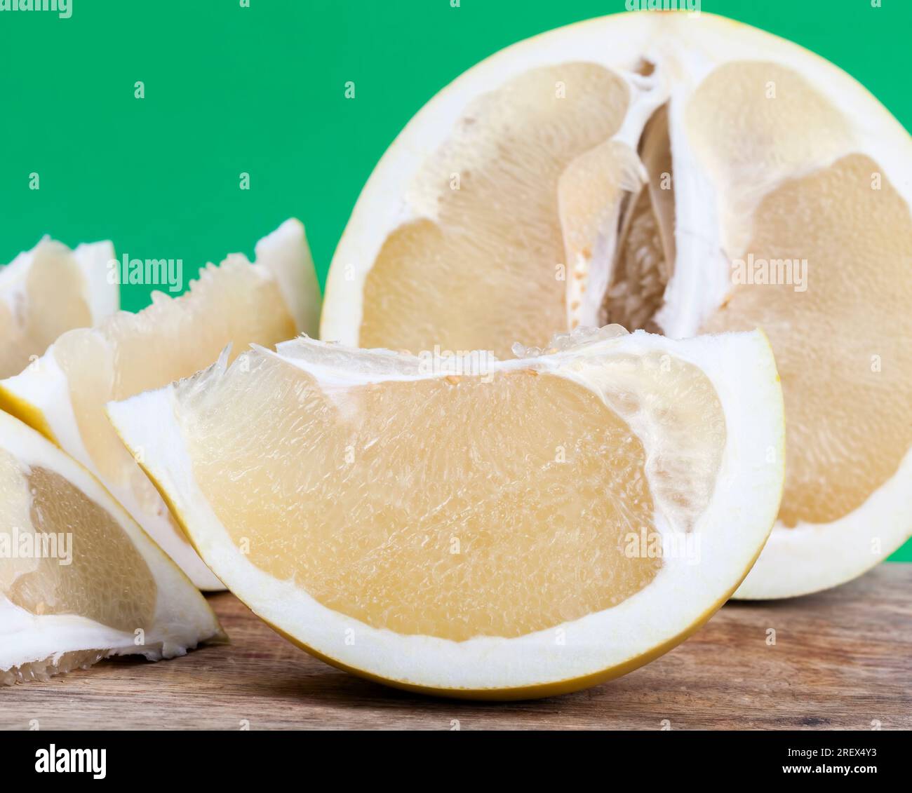 yellow pomelo pulp, cut into several parts, sweet and juicy pomelo ...