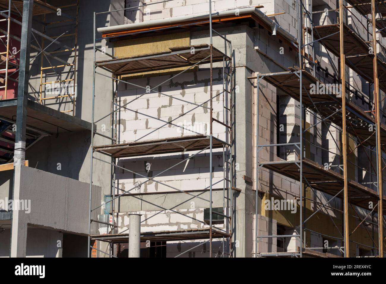 construction site in the construction business, building a new home on ...