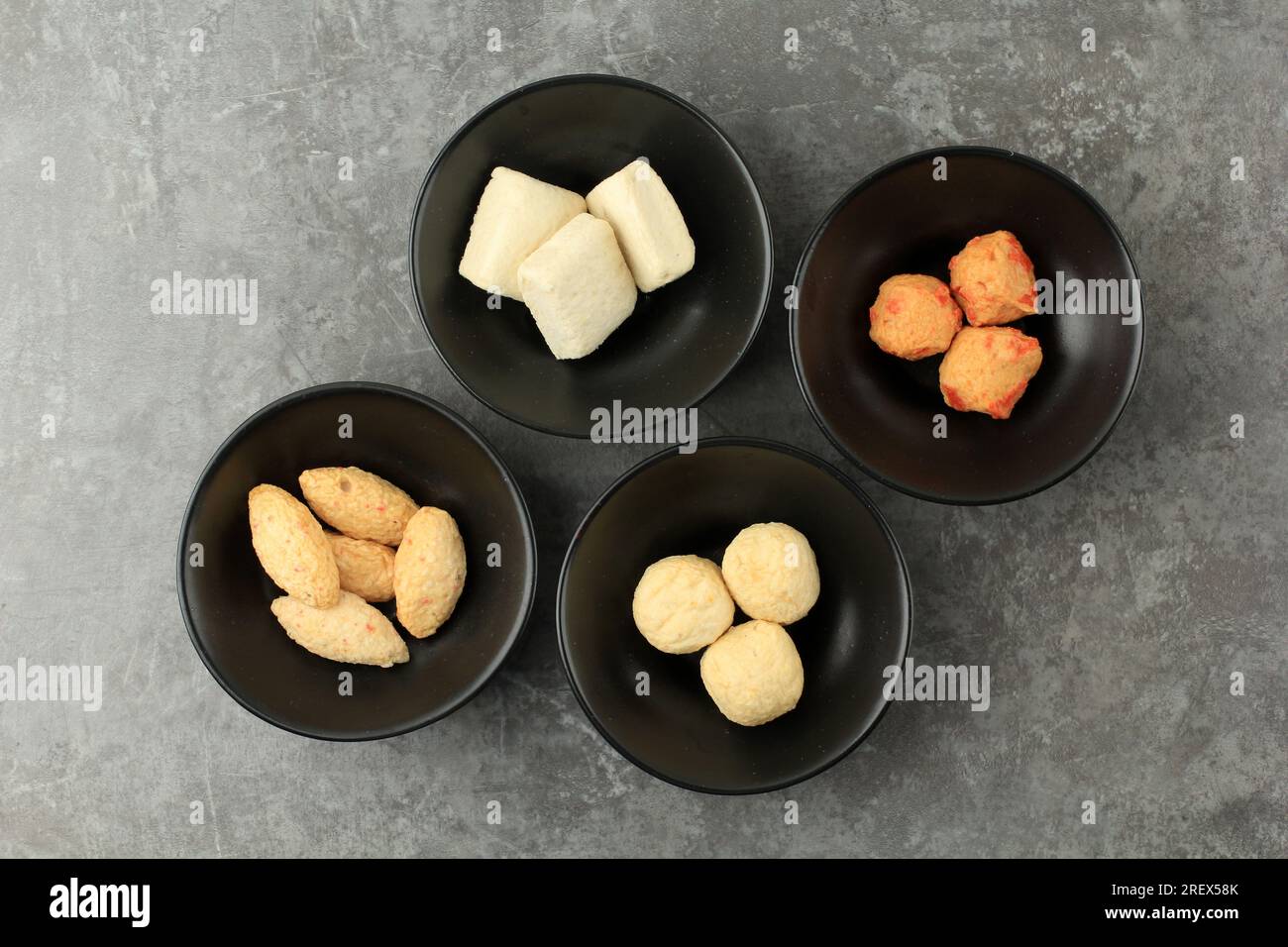 Top View Various Kamoboko Fish Cake Ball or Baso Ikan Stock Photo - Alamy