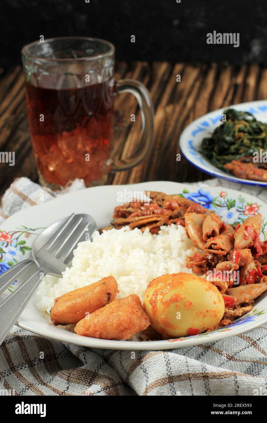 Nasi Rames Warteg, Traditional Indonesian Food. Rice Daily Menu, Sambal ...