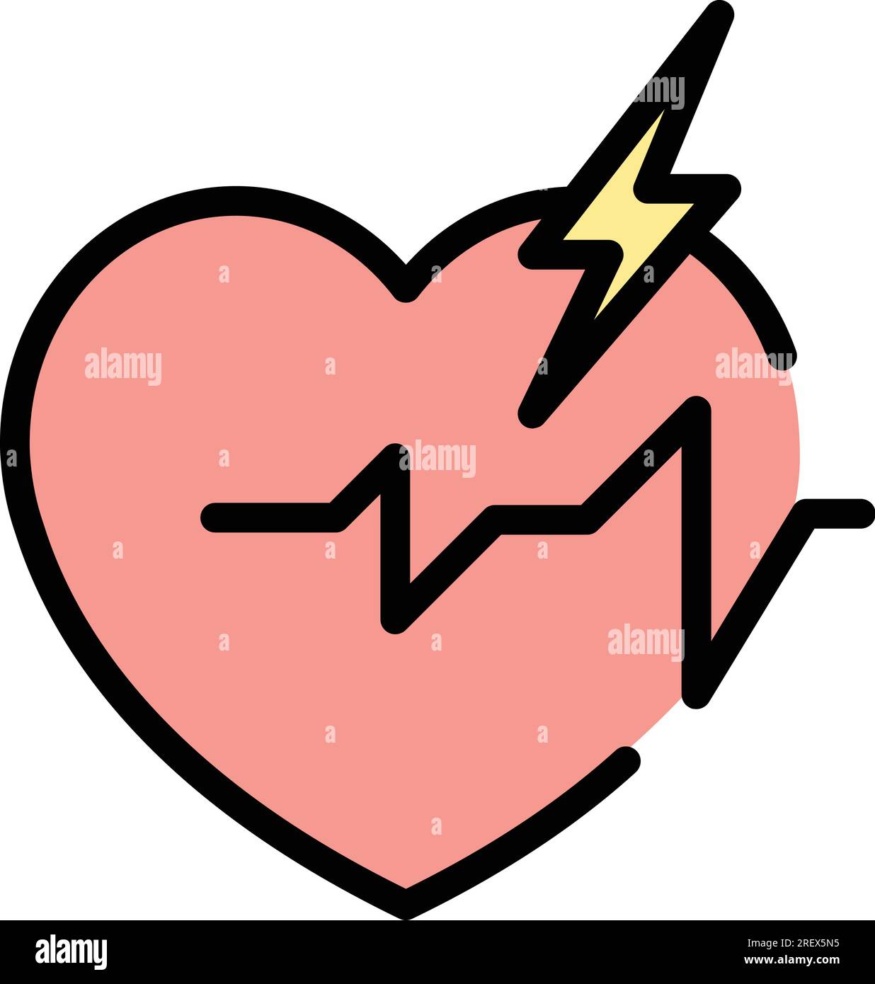 Heart rate icon outline vector. Pulse beat. Cardiac heartbeat color ...