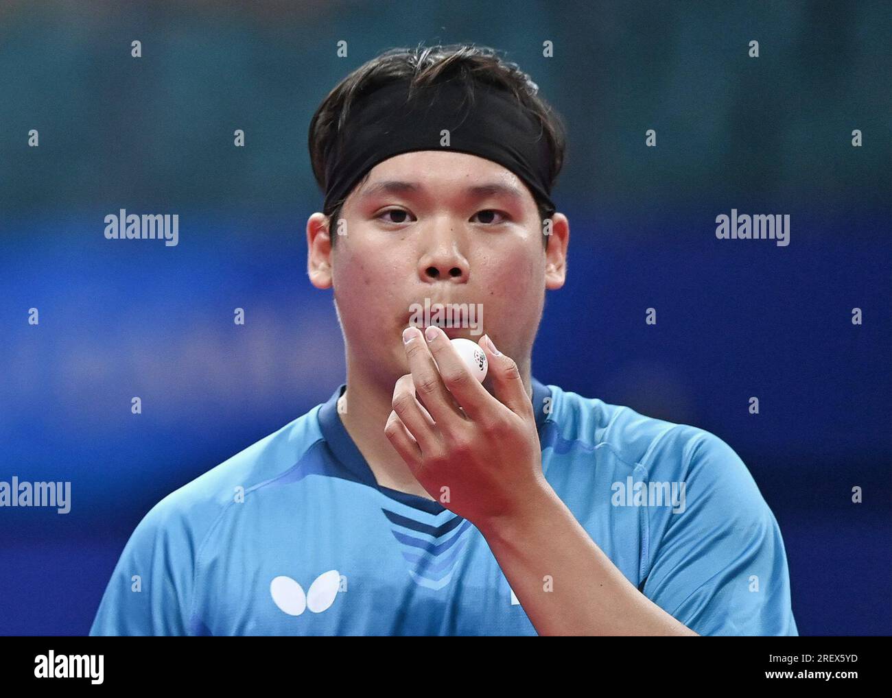 Chengdu, China's Sichuan Province. 30th July, 2023. Kang Jinho of South Korea reacts during the ...