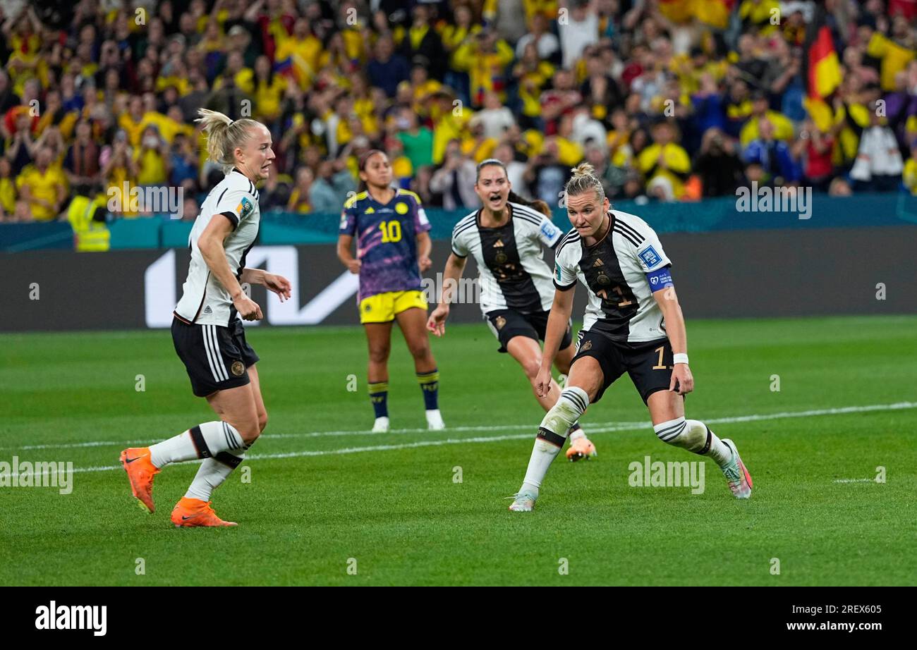July 30 2023: Alexandra Popp (Germany) celebrates the teams first goal ...