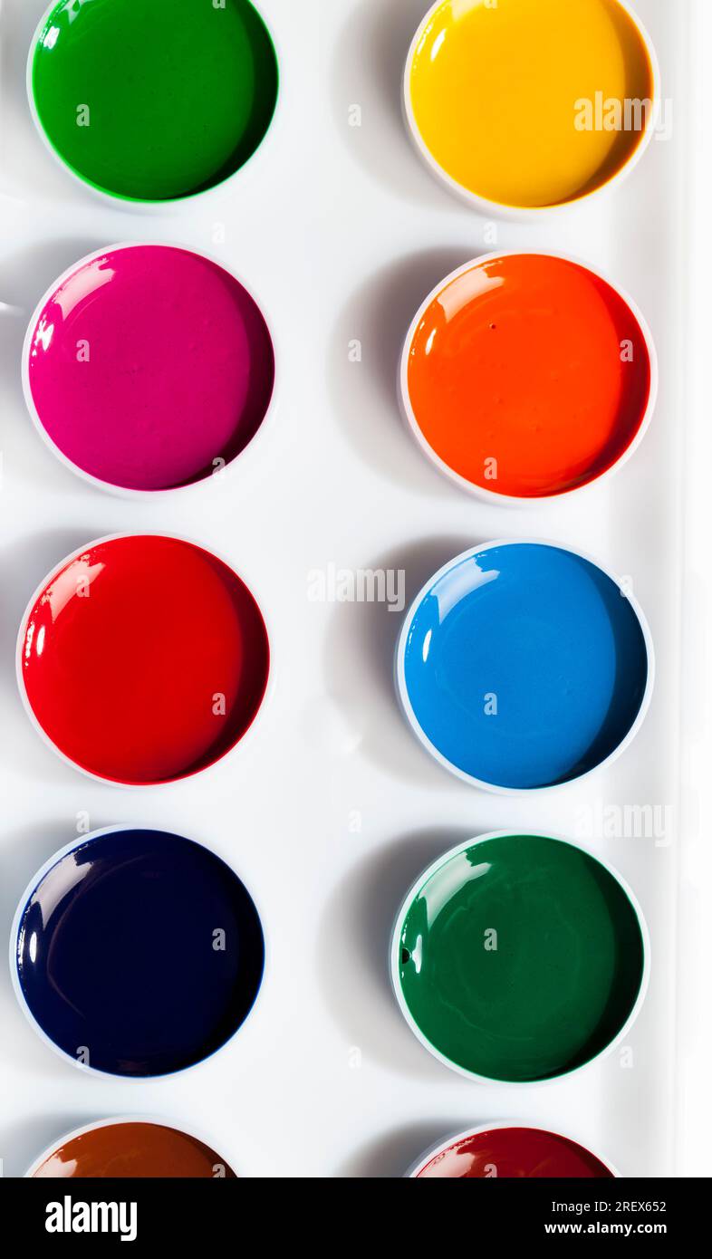 multi colored paints closeup, high quality paints and tools for ...