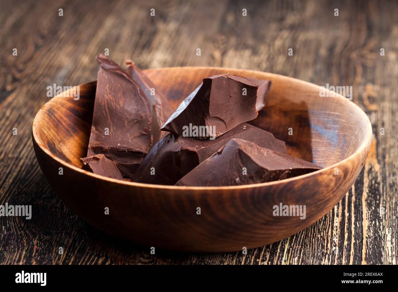 large chunks of chocolate with cocoa and cocoa butter, divided into ...