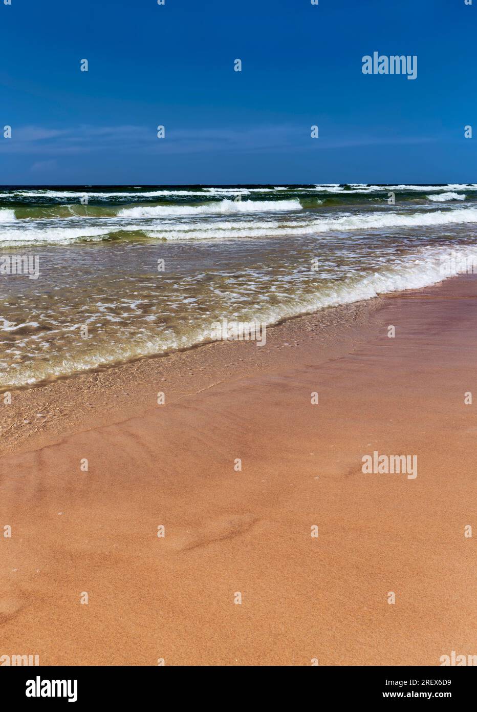 water surface on the sea with foam and waves from windy weather ...