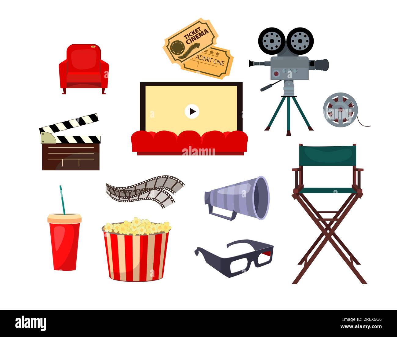 Poster cinema clapper vector Cut Out Stock Images & Pictures - Alamy