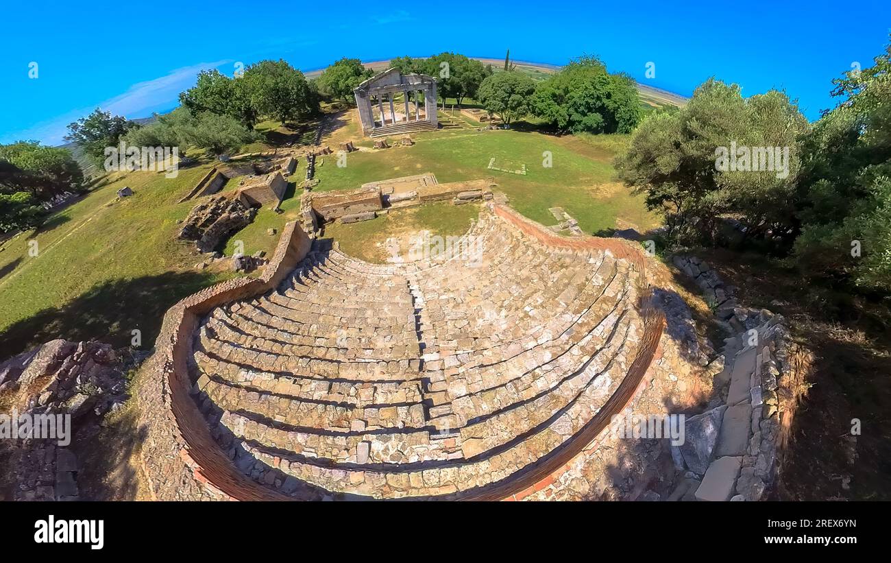 aerial view on Albanian archaeological site Apollonia. One of Apollonia ...