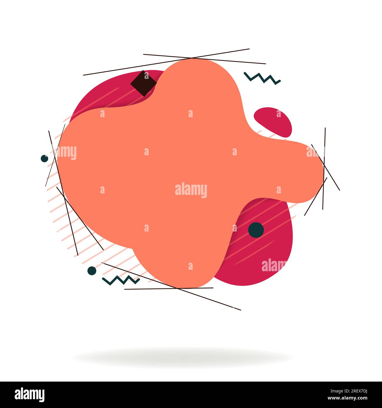 Red and orange liquid abstract elements, hatching and lines Stock ...