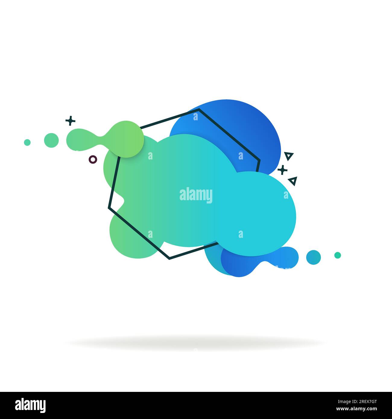Green and blue flowing liquid abstract elements, hexagon outline Stock ...