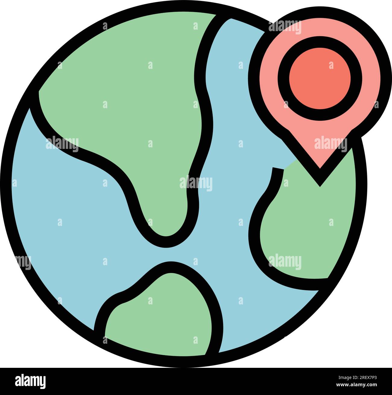 Global location icon outline vector. Gps map. Pin pictogram color flat ...