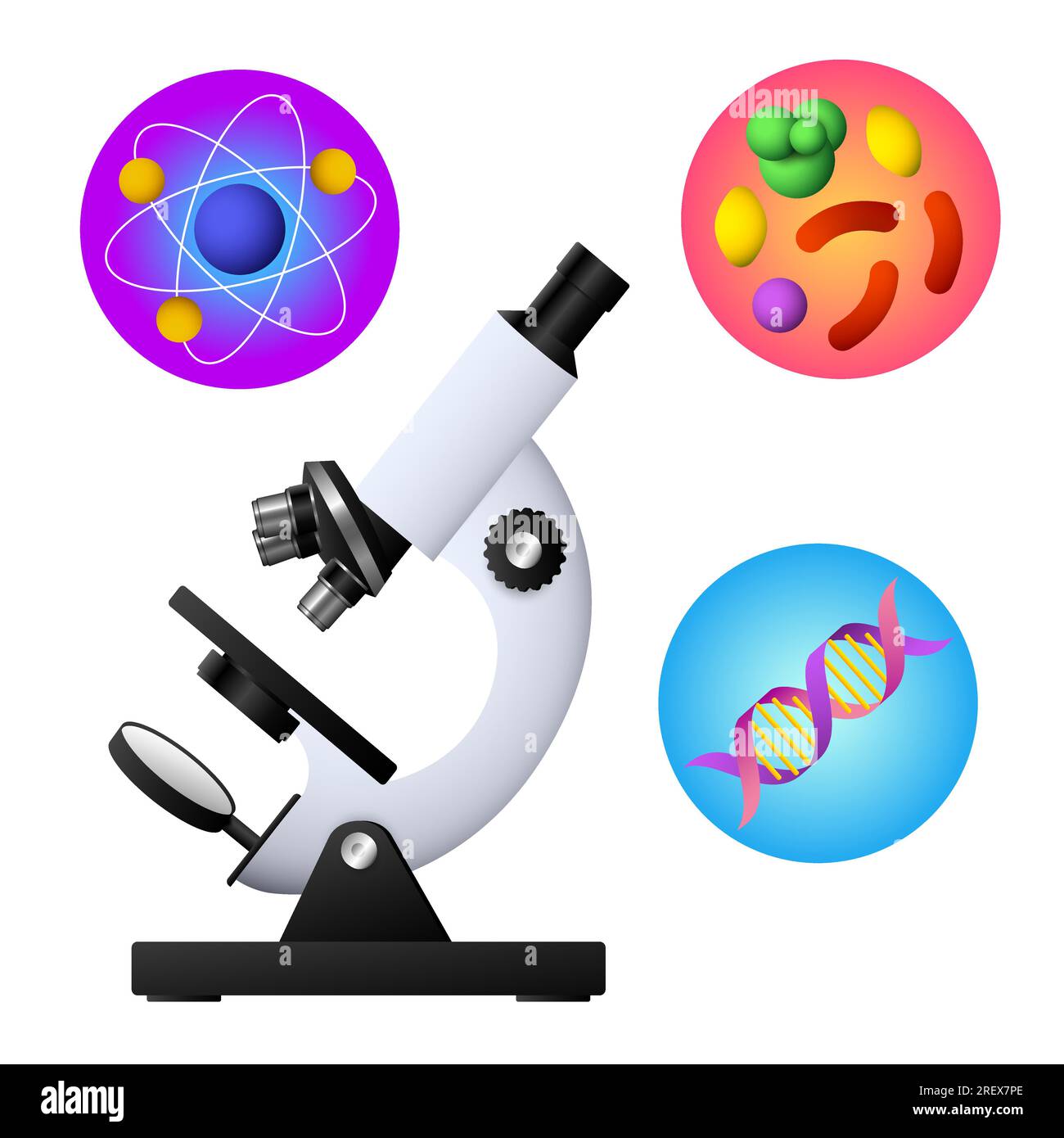 Microscope, DNA, bacterium and atom vector Stock Vector Image & Art - Alamy