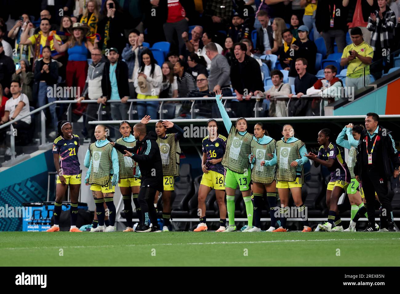SYDNEY, AUSTRALIA - JULY 30: The Colombian bench waits for the full ...
