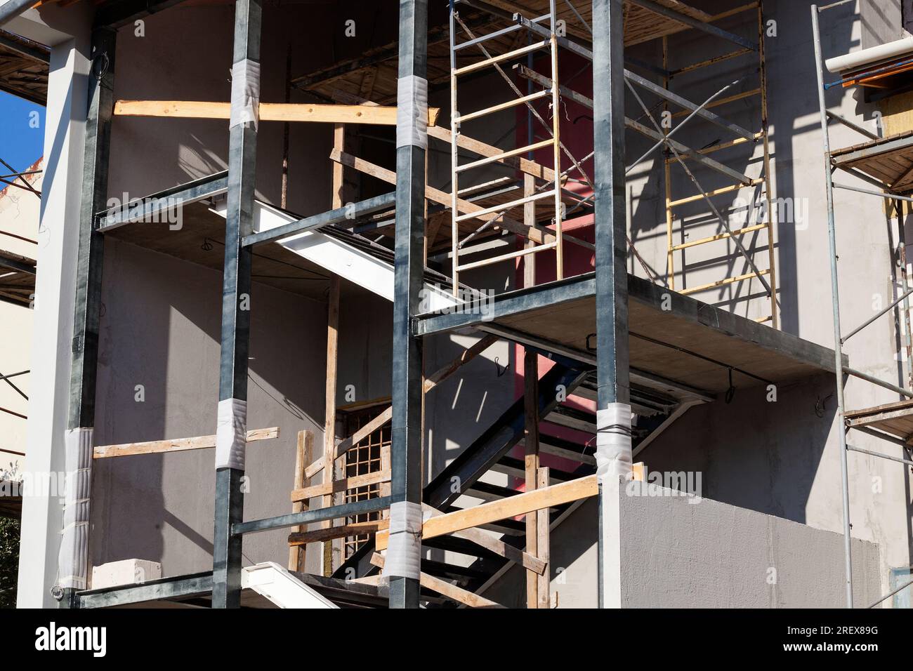 construction site in the construction business, building a new home on ...