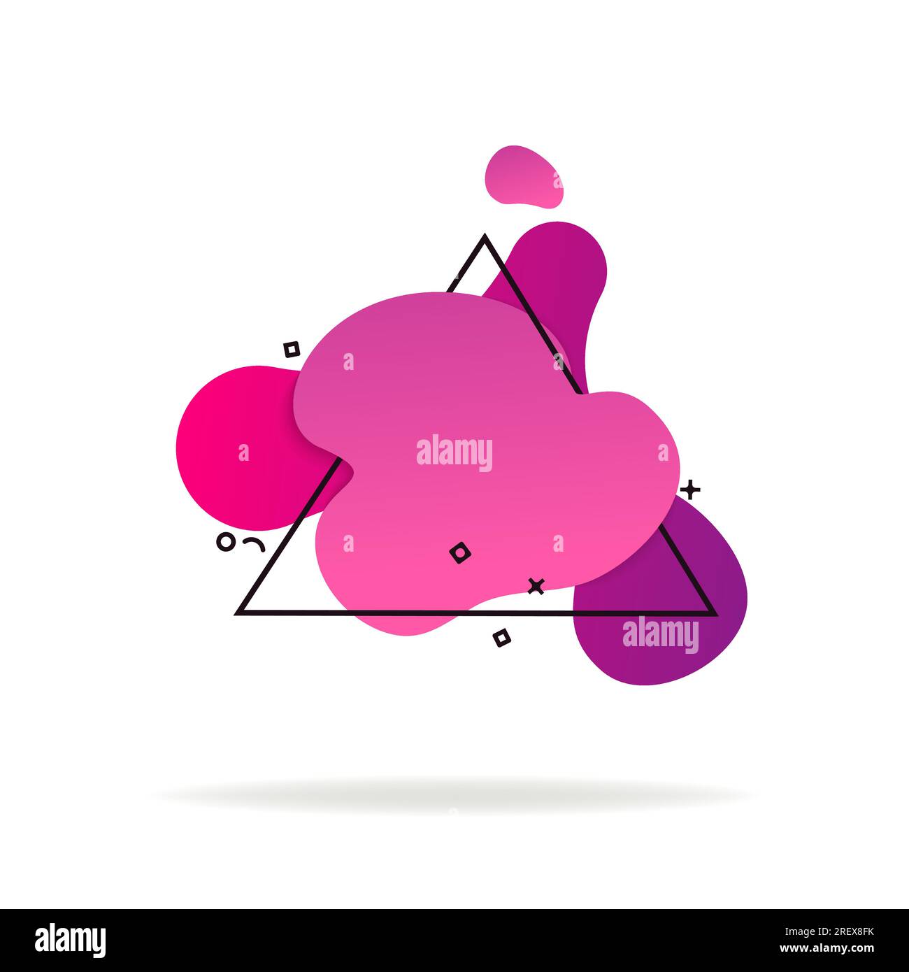 Purple flowing liquid abstract elements and triangle outline Stock ...