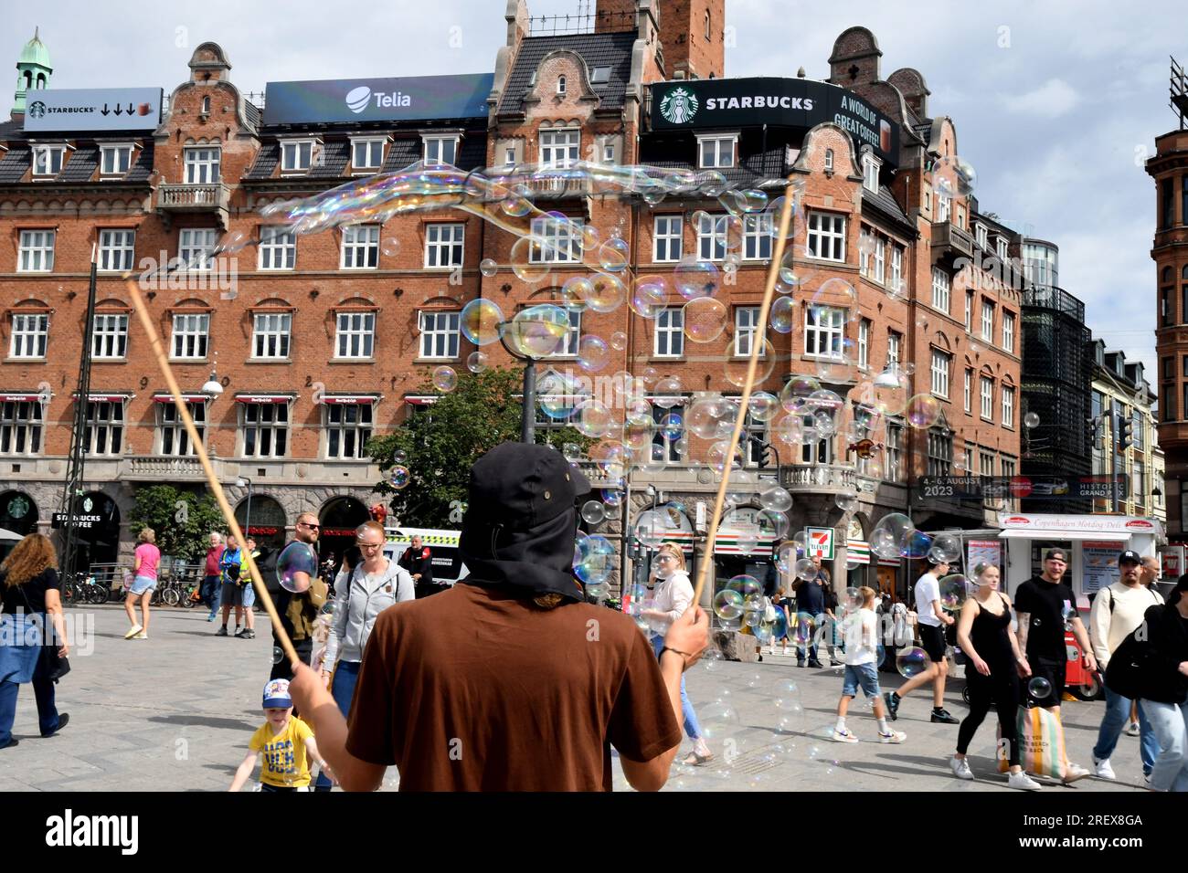 30 July 2023/ Person creats and enterain public with soap bubbles in ...