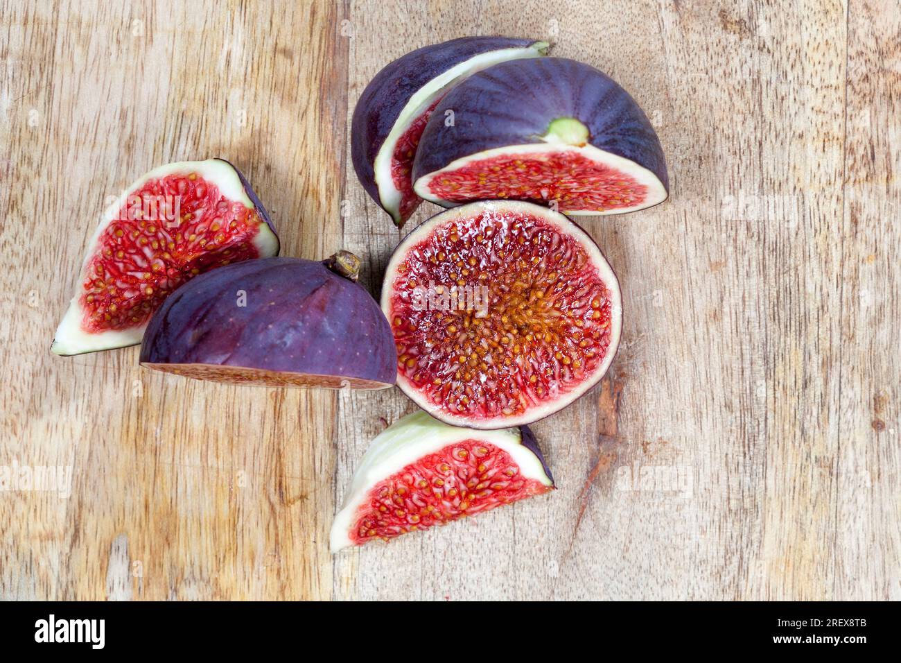 healthy red delicious Fig pulp with seeds, ripe figs cut into pieces ...