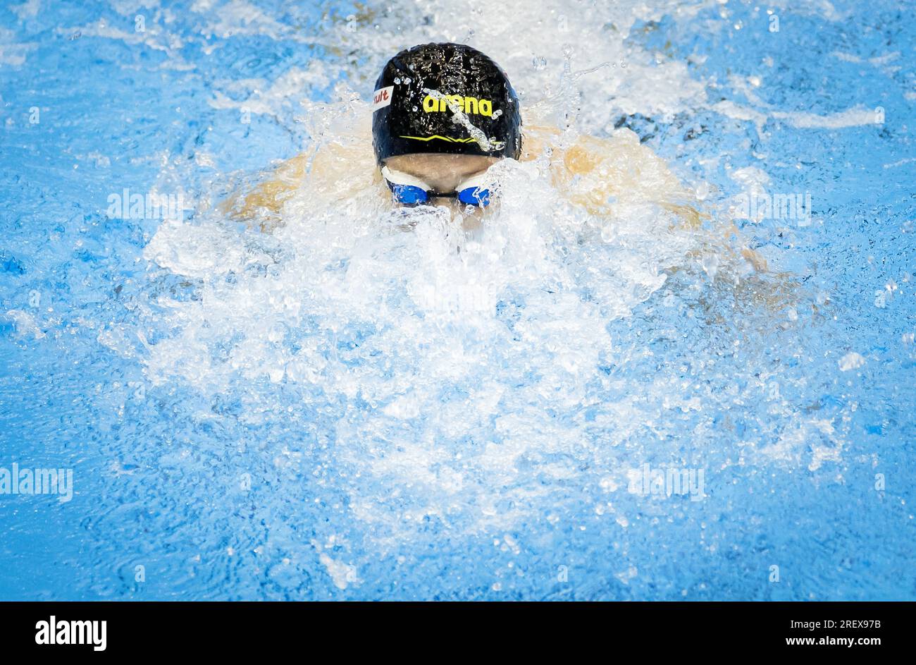 FUKUOKA - Kim Busch in action on the final 4 x 100 women's relay during ...