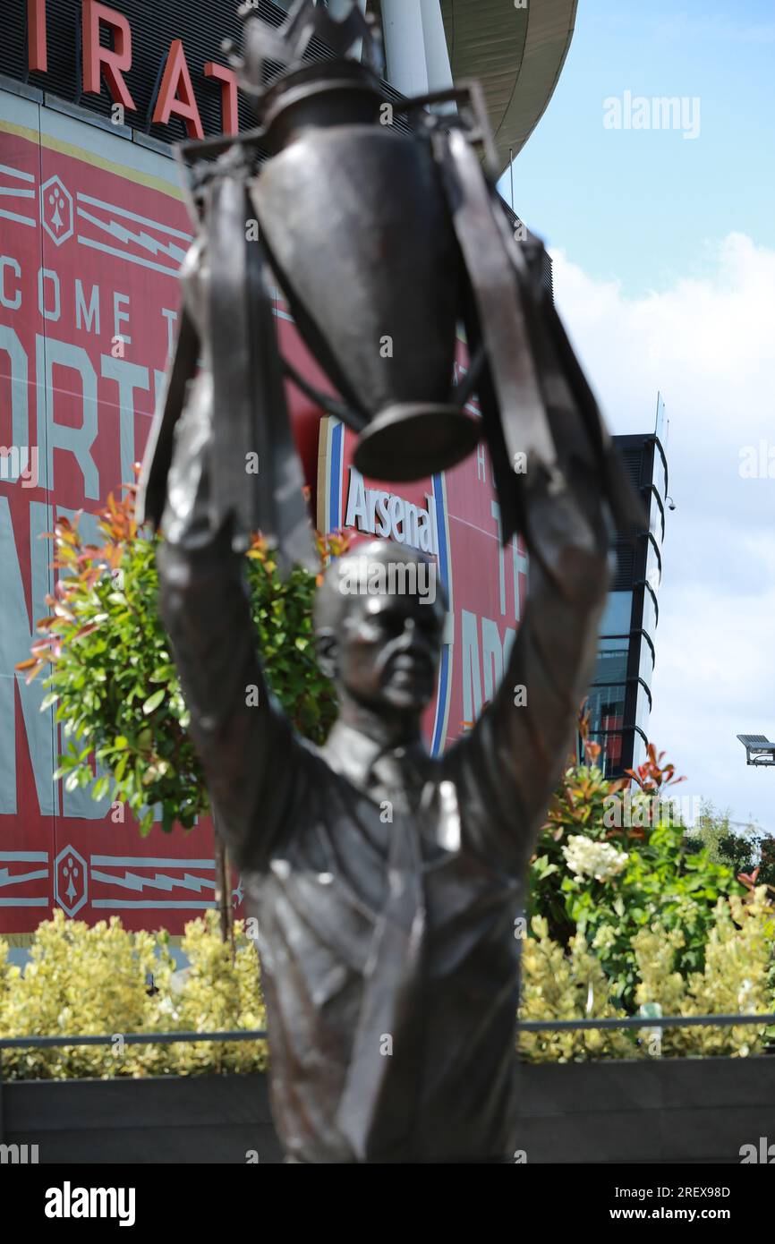 London, UK. 30 July 2023. Arsenal unveil Arsène Wenger statue outside ...