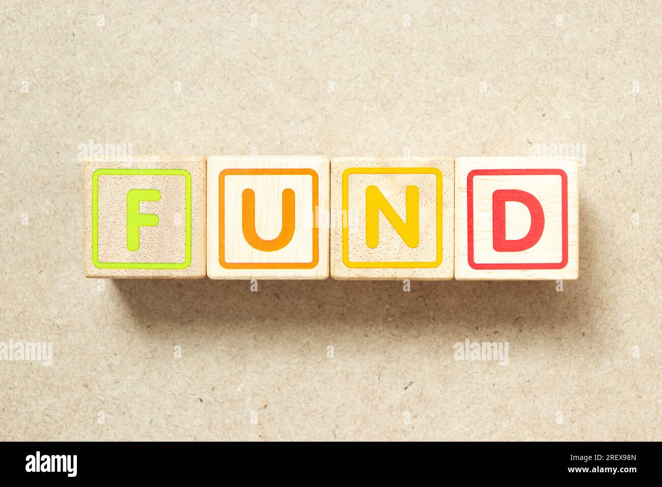 Wooden alphabet letter block in word fund on wood background Stock ...