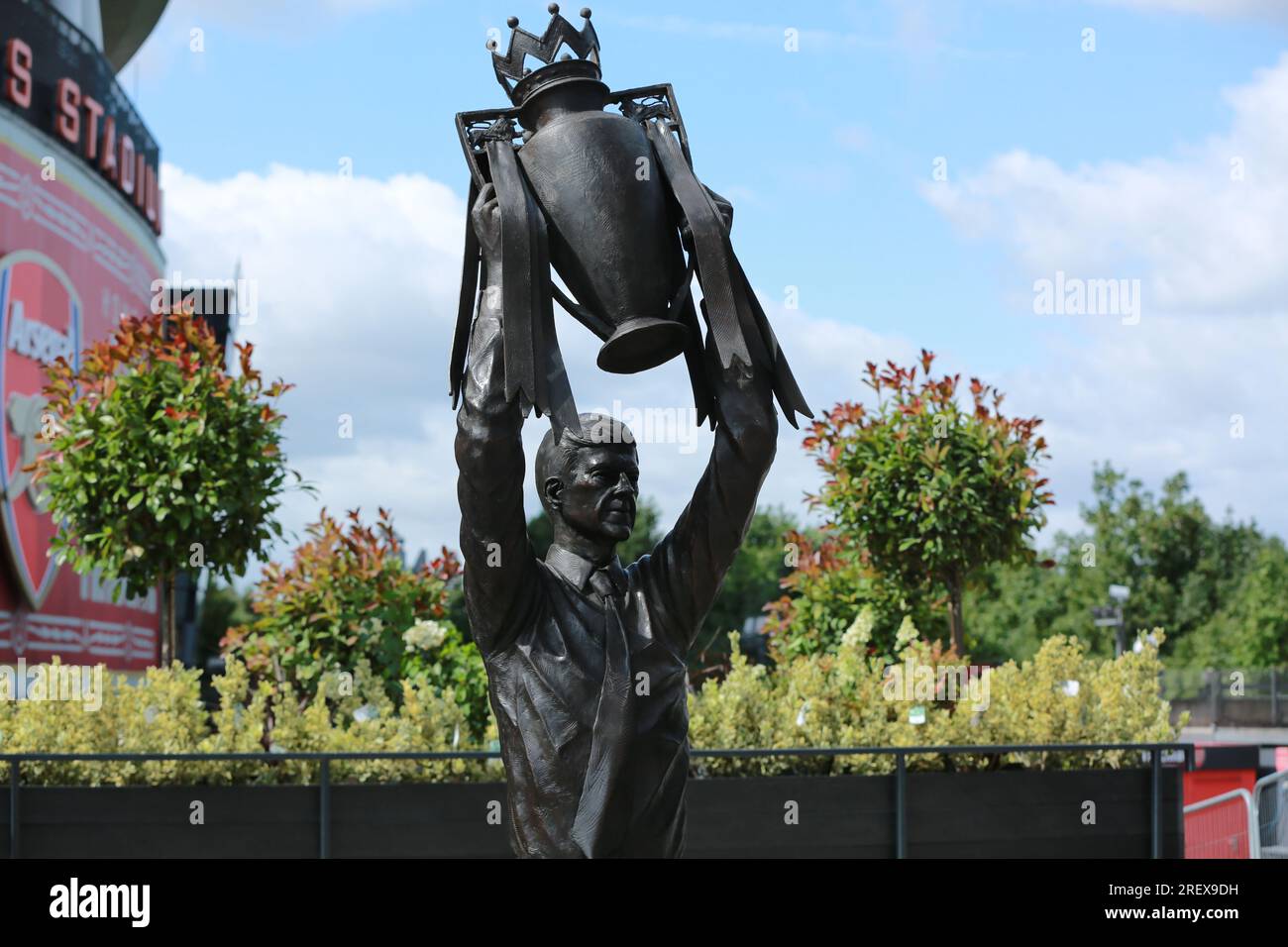 London, UK. 30 July 2023. Arsenal unveil Arsène Wenger statue outside ...