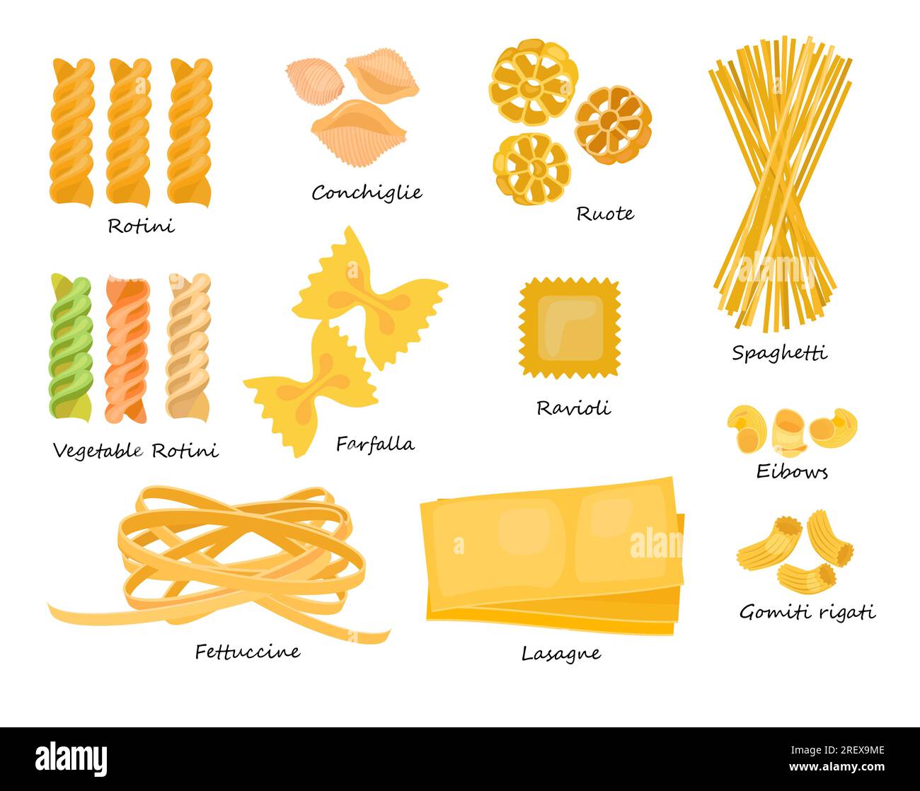 Macaroni types set Stock Vector Image & Art - Alamy