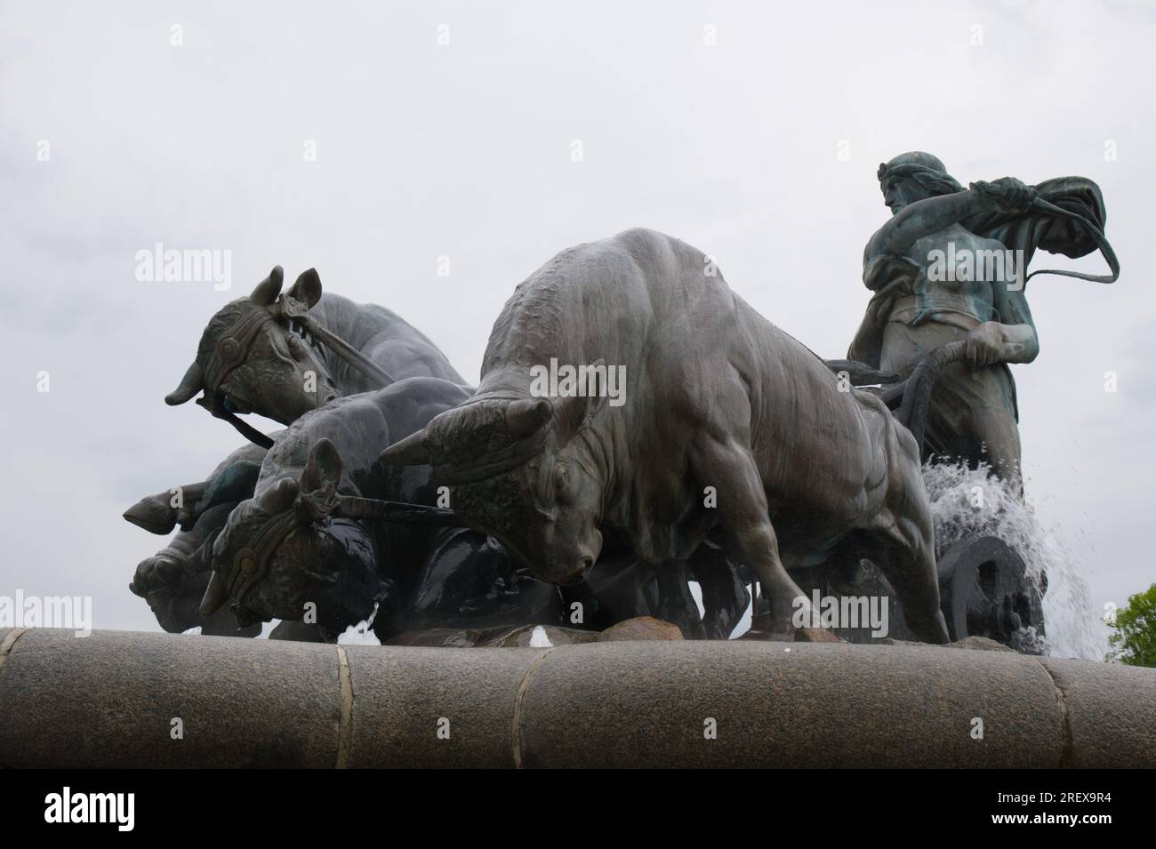 Gefion Fountain Copenhagen, Denmark which features oxen being driven by ...