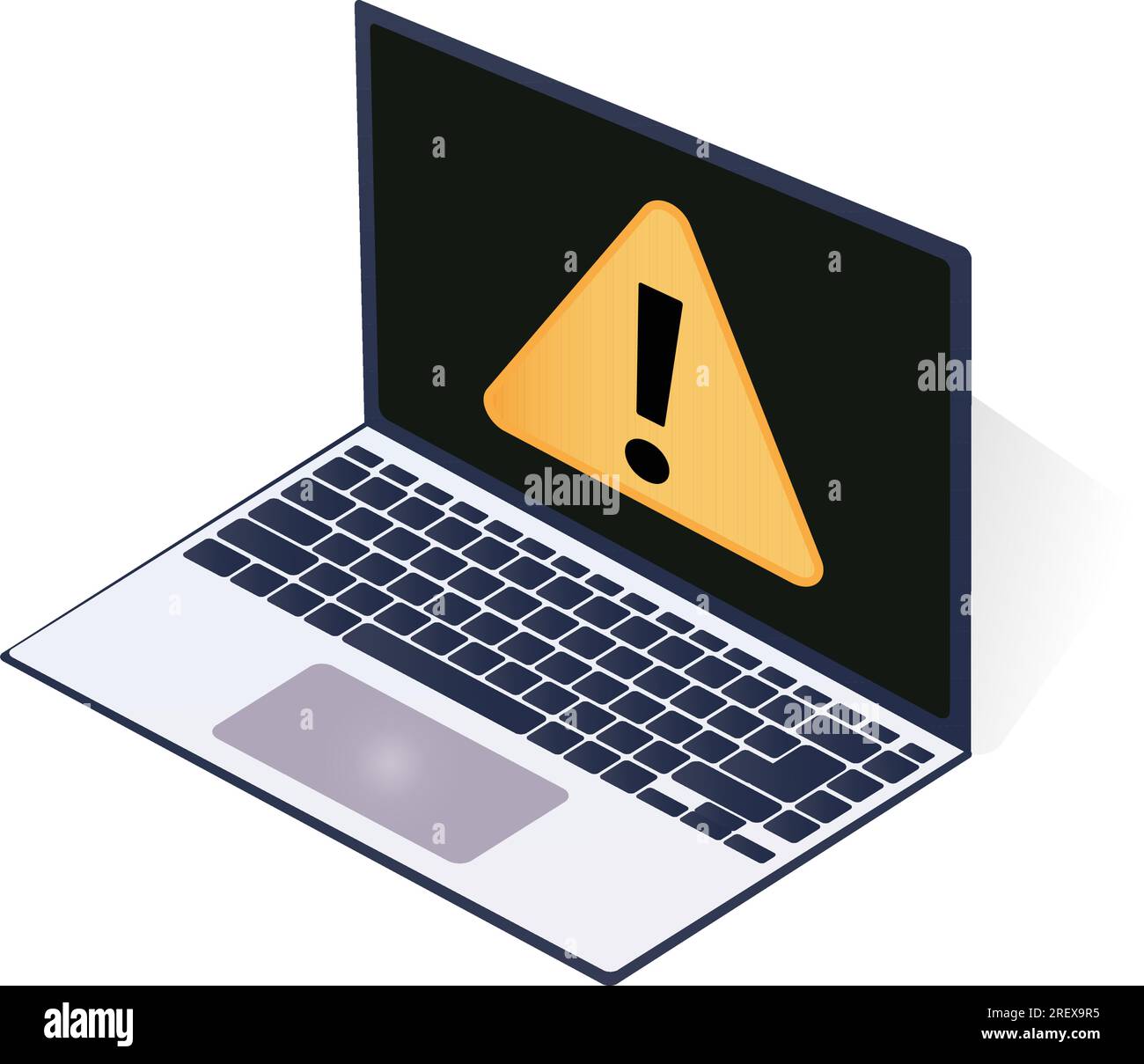 Realistic 3D leptom in isometry on the screen of which is a warning ...