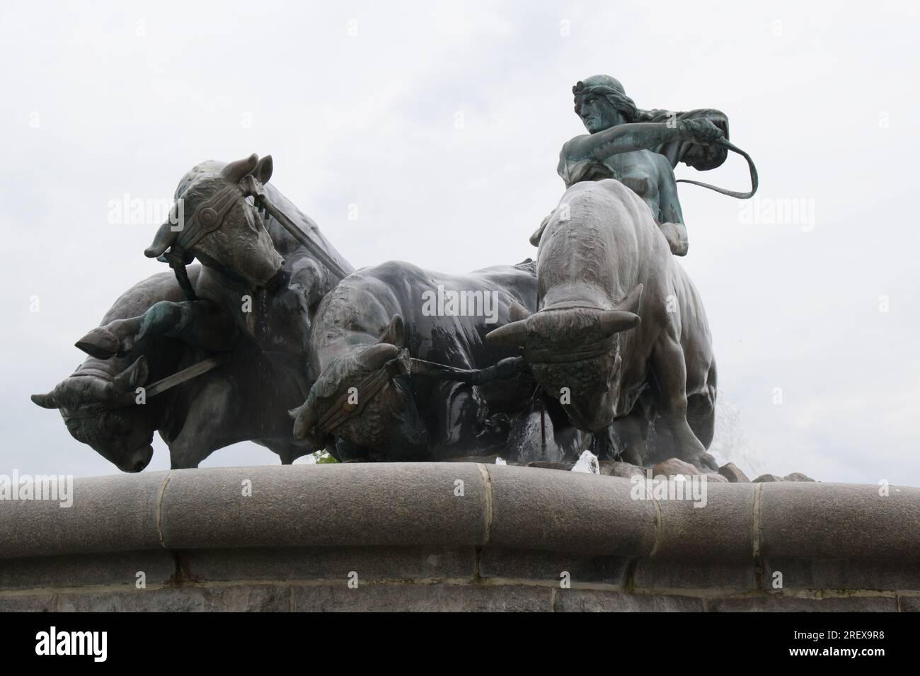 Gefion Fountain Copenhagen, Denmark which features oxen being driven by ...