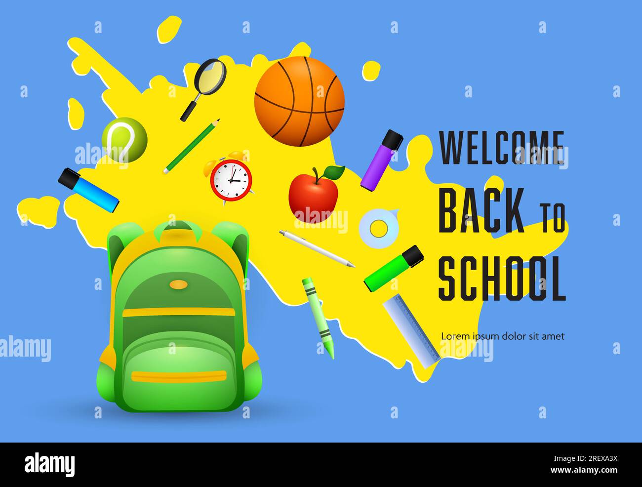 Welcome back to school lettering and backpack Stock Vector Image & Art ...
