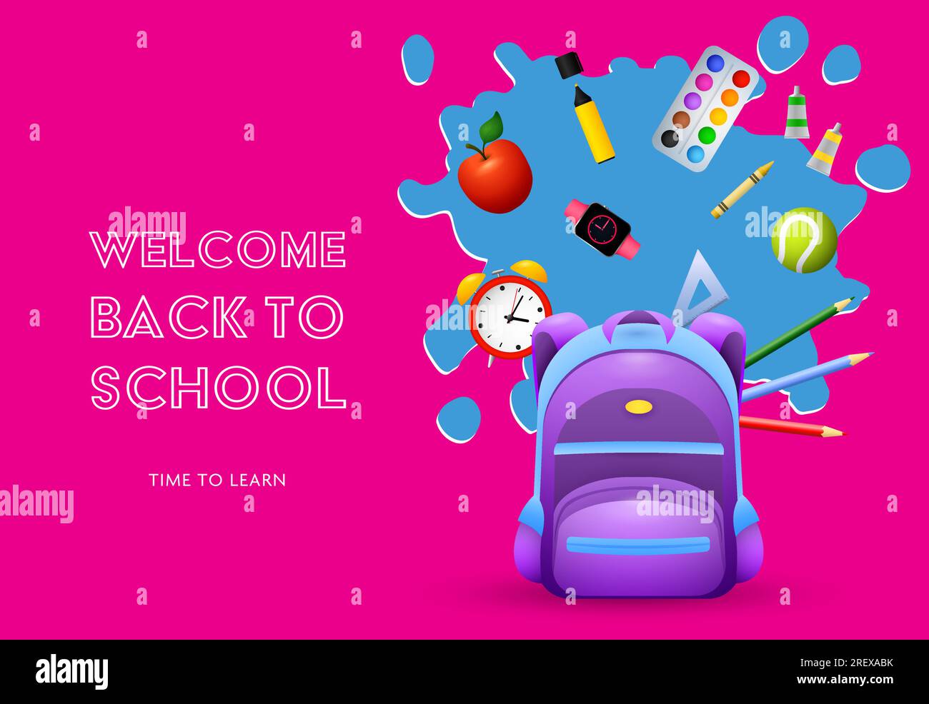 Welcome back to school lettering with backpack Stock Vector Image & Art ...