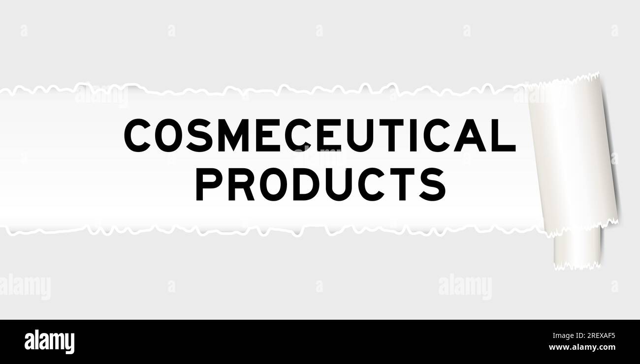 Ripped gray paper background that have word cosmeceutical products ...