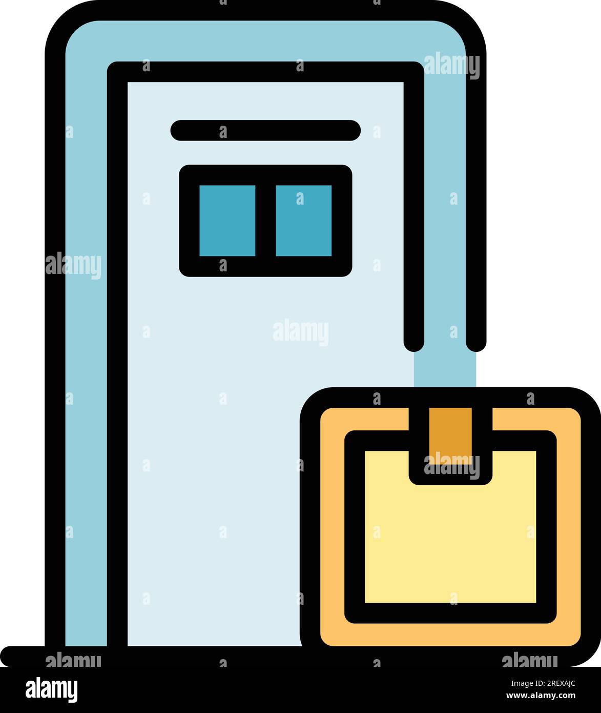 Home door delivery icon outline vector. Parcel food. Online contact ...
