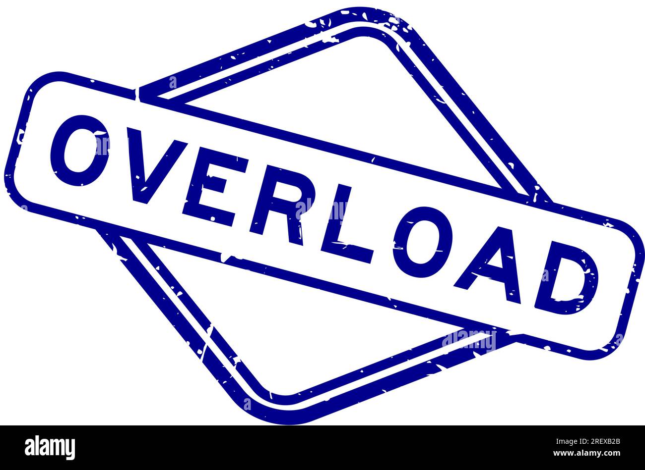 Grunge blue overload word rubber seal stamp on white background Stock ...