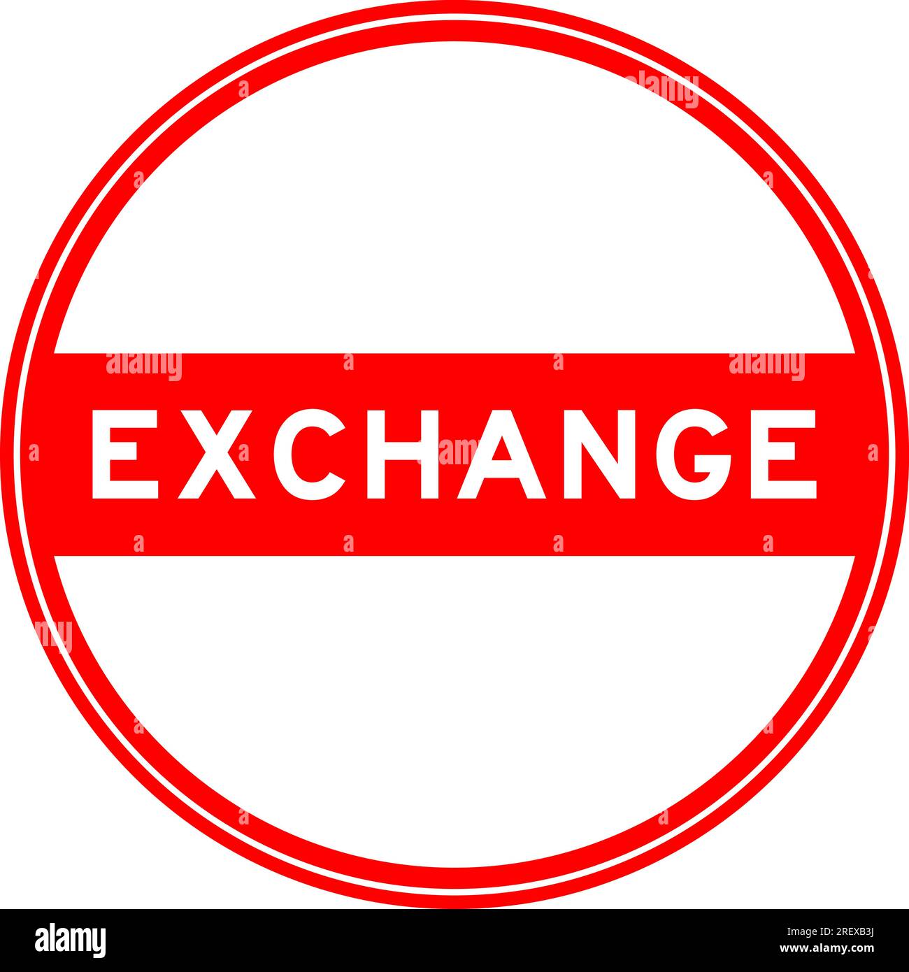 Red color round seal sticker in word exchange on white background Stock ...