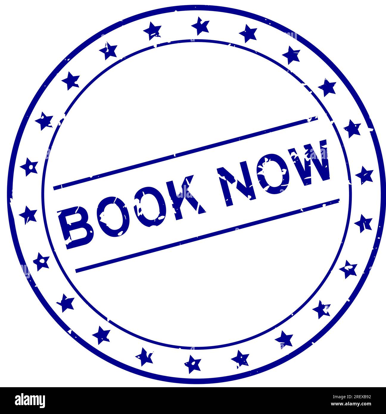 Grunge blue book now word round rubber seal stamp on white background ...