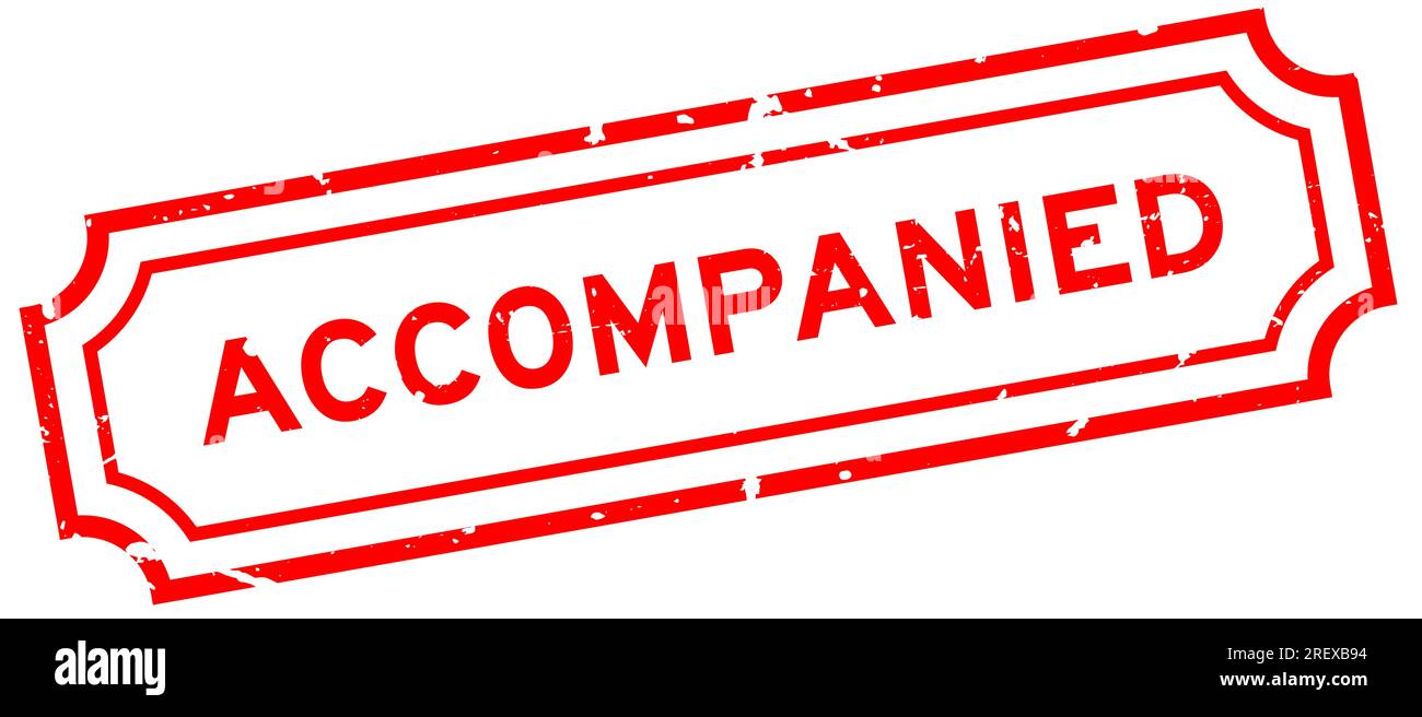 Grunge red accompanied word rubber seal stamp on white background Stock ...