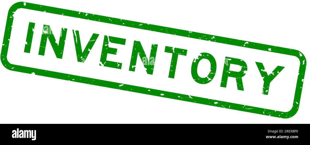 Grunge green inventory word square rubber seal stamp on white ...