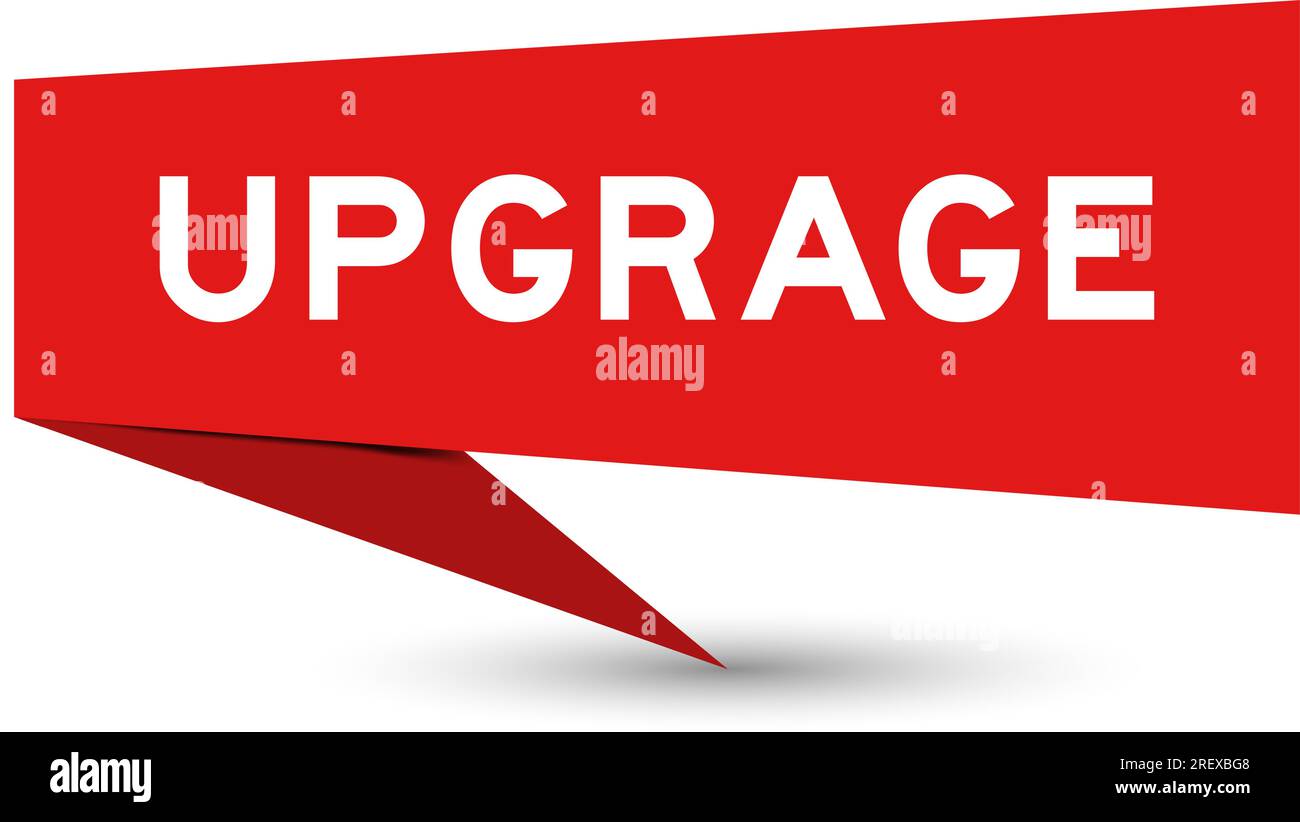 Red color speech banner with word upgrade on white background Stock ...