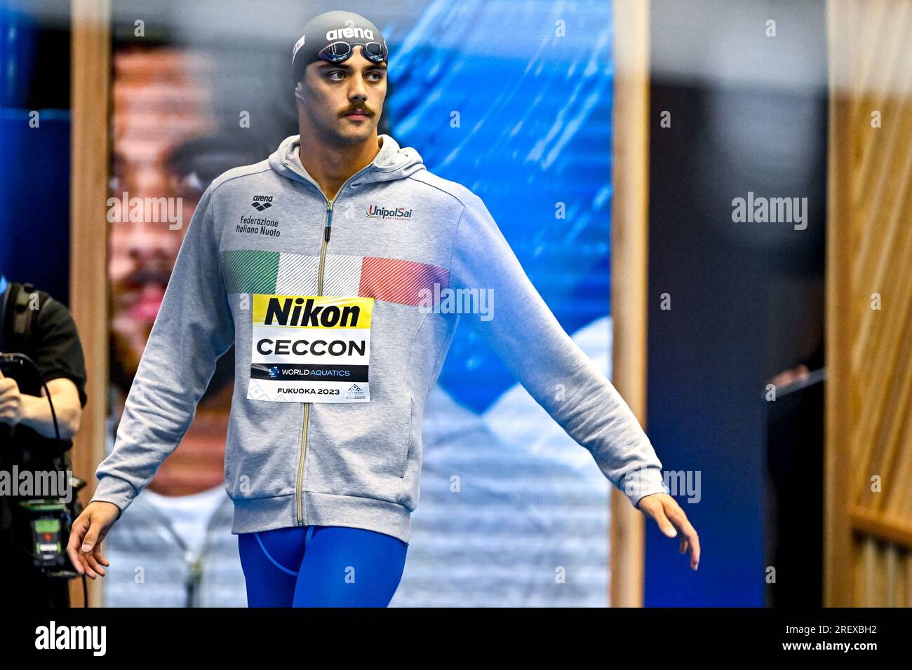 Fukuoka, Japan. 30th July, 2023. Thomas Ceccon of Italy prepares to ...