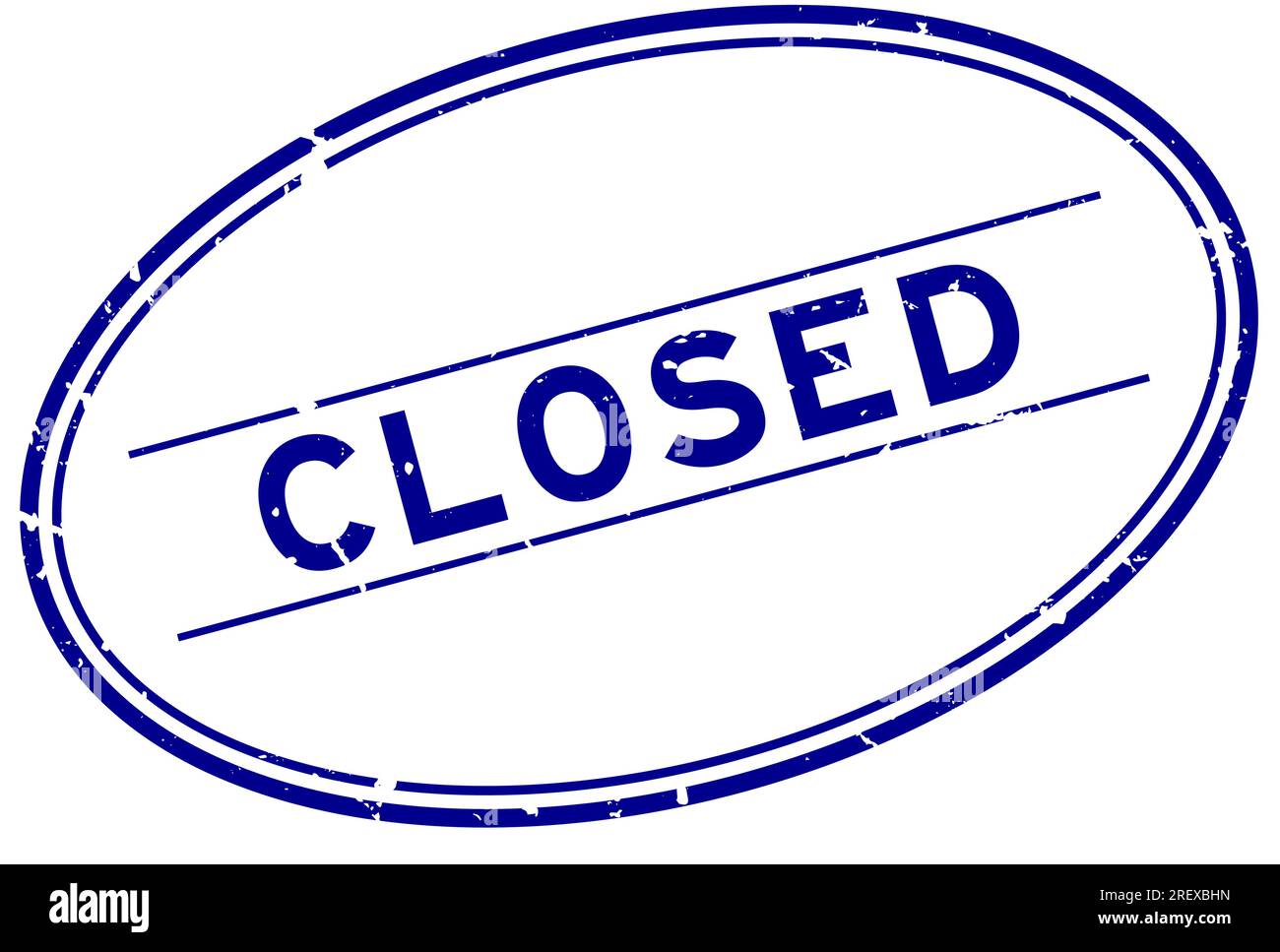 Grunge blue closed word oval rubber seal stamp on white background ...