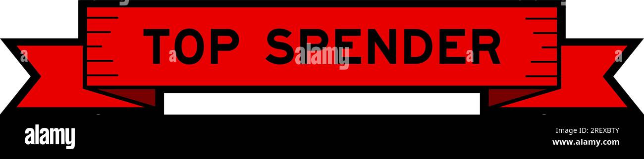Ribbon label banner with word top spender in red color on white background Stock Vector Image ...