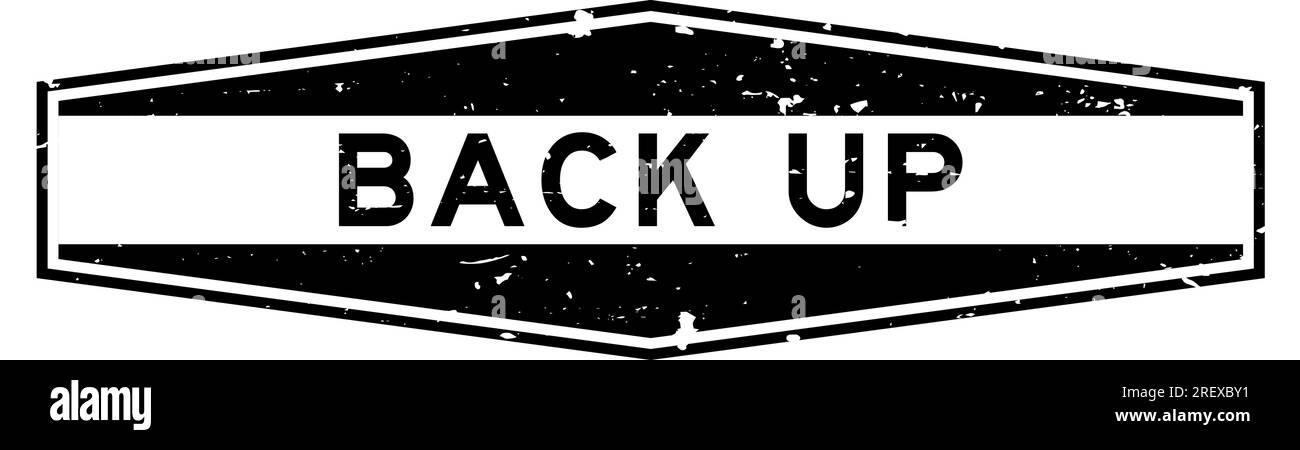 Grunge black back up word hexagon rubber seal stamp on white background ...